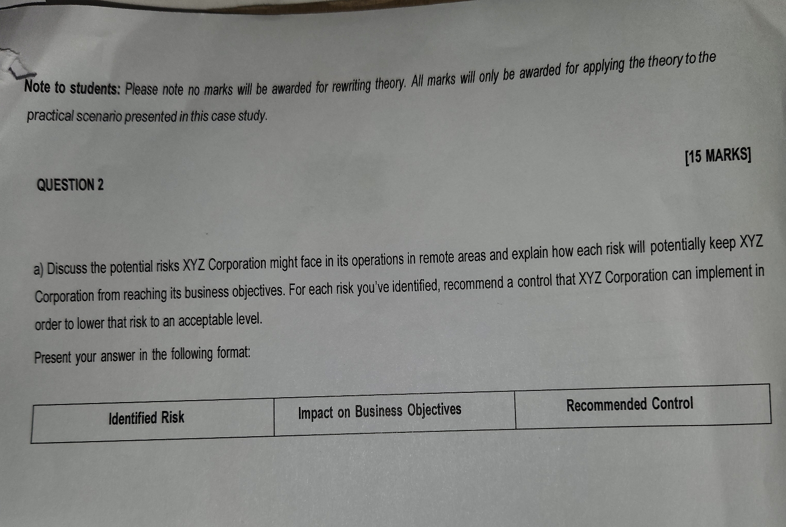 Solved Note to students: Please note no marks will be | Chegg.com