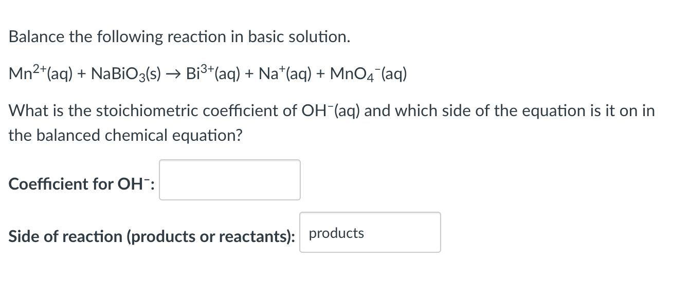 Solved Balance the following reaction in basic | Chegg.com