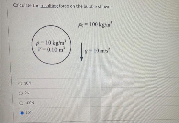Solved Calculate the resulting force on the bubble shown: 10 | Chegg.com