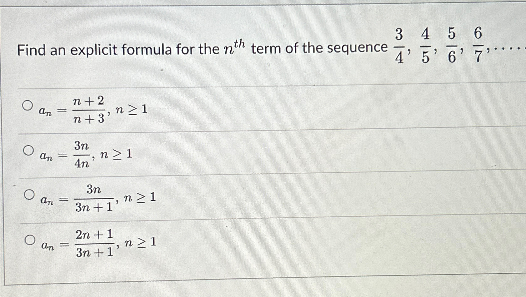 Solved Find an explicit formula for the nth ﻿term of the | Chegg.com
