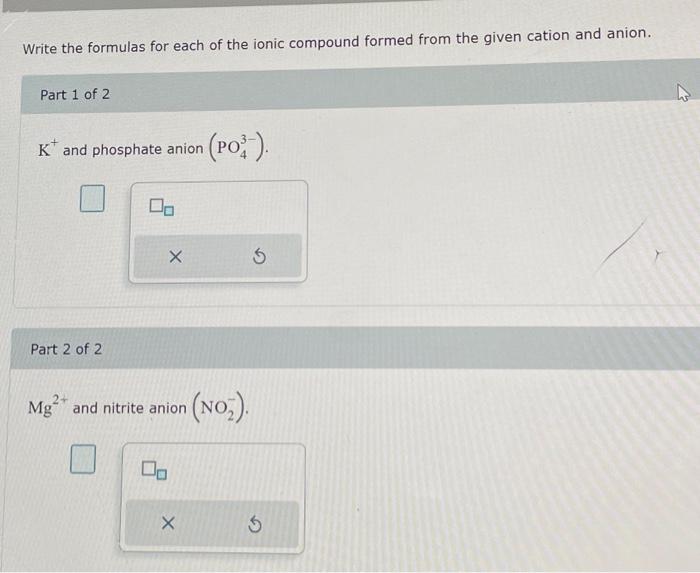 Solved Write the formulas for each of the ionic compound | Chegg.com