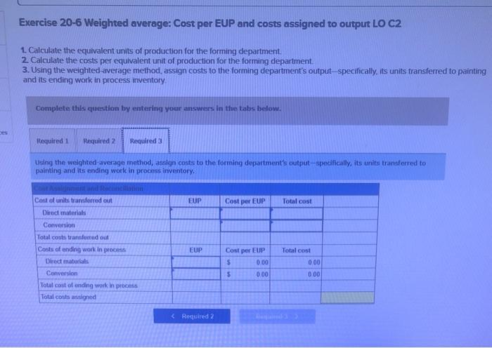Solved Exercise 20-6 Weighted average: Cost per EUP and | Chegg.com