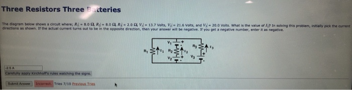 Solved Three Resistors Three Bacteries The diagram below | Chegg.com