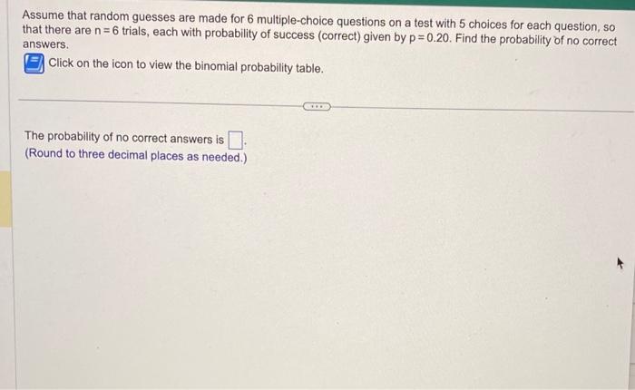 Solved Assume that random guesses are made for 6 | Chegg.com