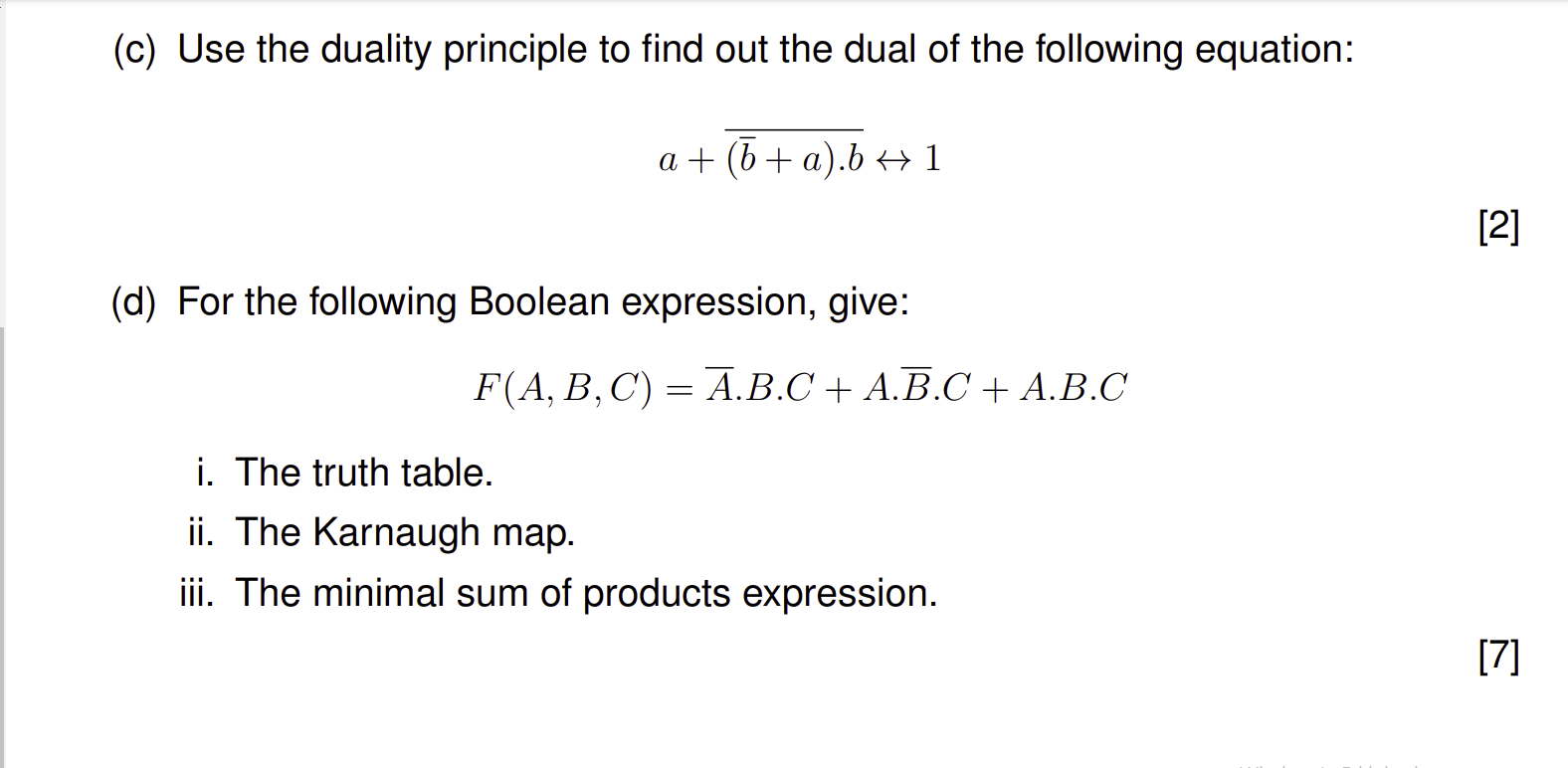 Solved (c) ﻿Use the duality principle to find out the dual | Chegg.com
