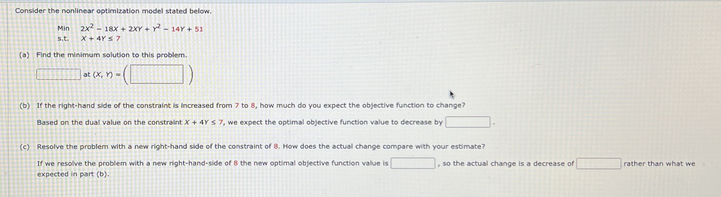 Consider the nonlinear optimization model stated | Chegg.com