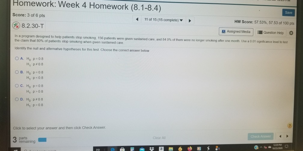 Solved Homework: Week 4 Homework (8.1-8.4) Save Score: 3 of | Chegg.com