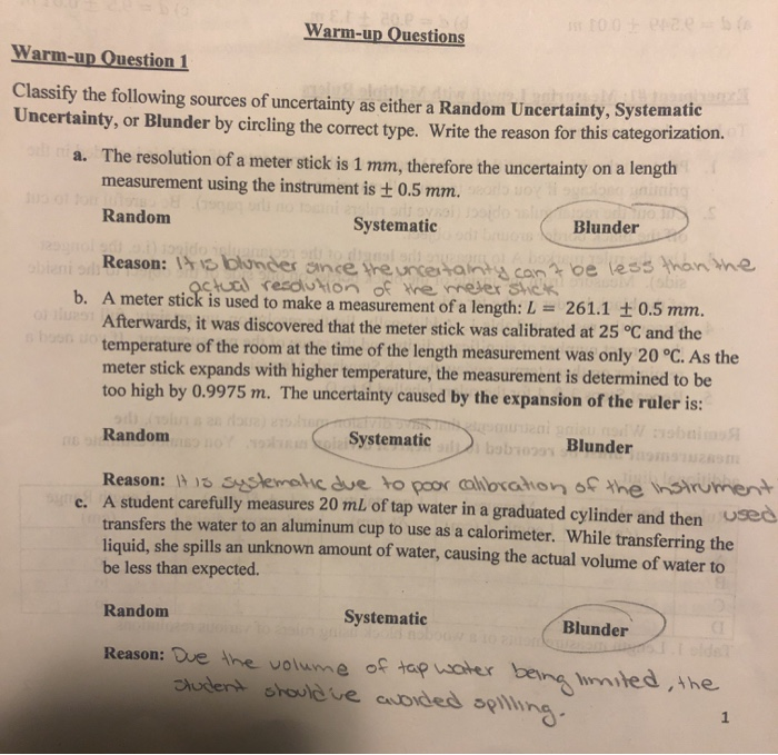 Warm-up Questions Warm-up Question 1 Classify the | Chegg.com