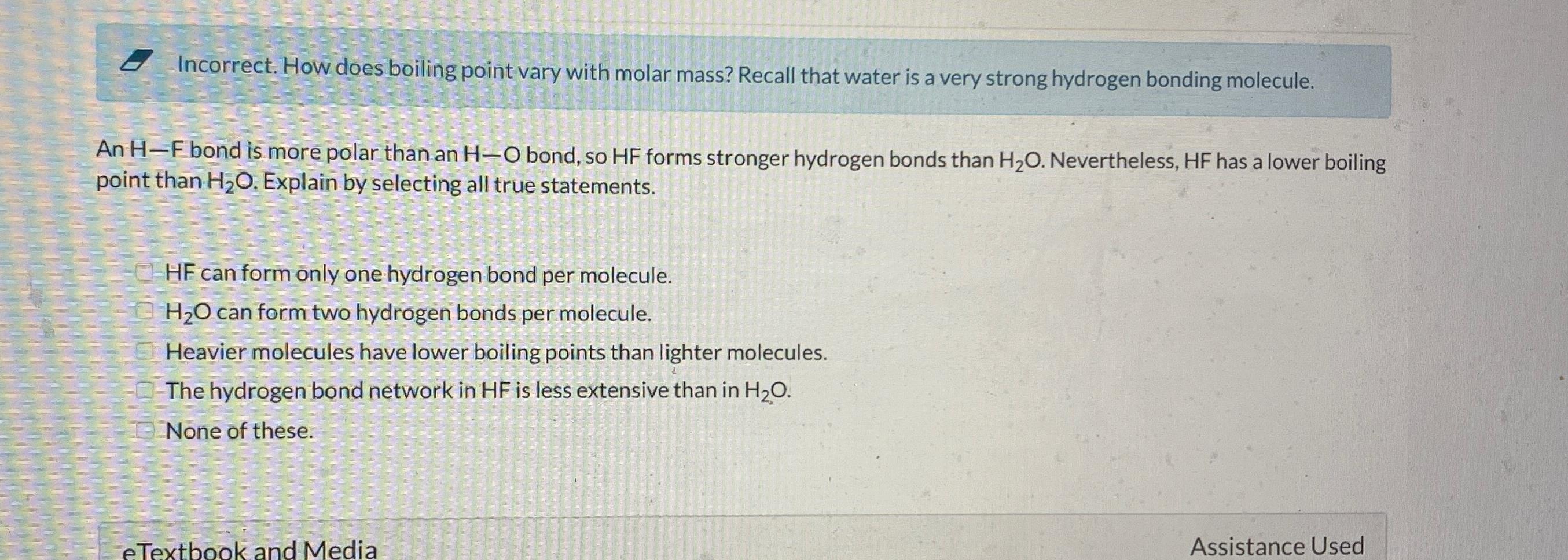 Solved Recall that water is a very strong hydrogen bonding | Chegg.com