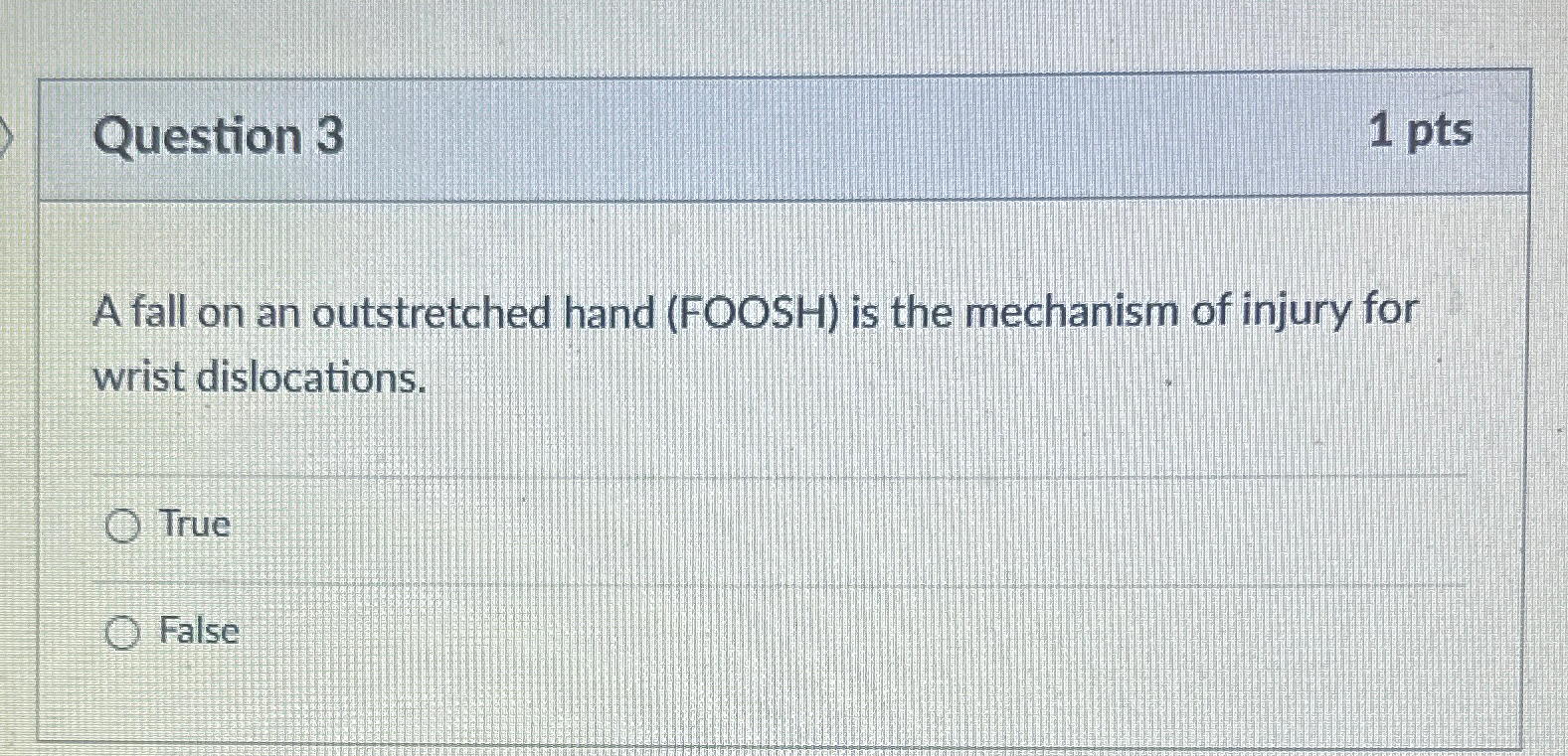 Solved Question 31ptsA fall on an outstretched hand (FOOSH) | Chegg.com