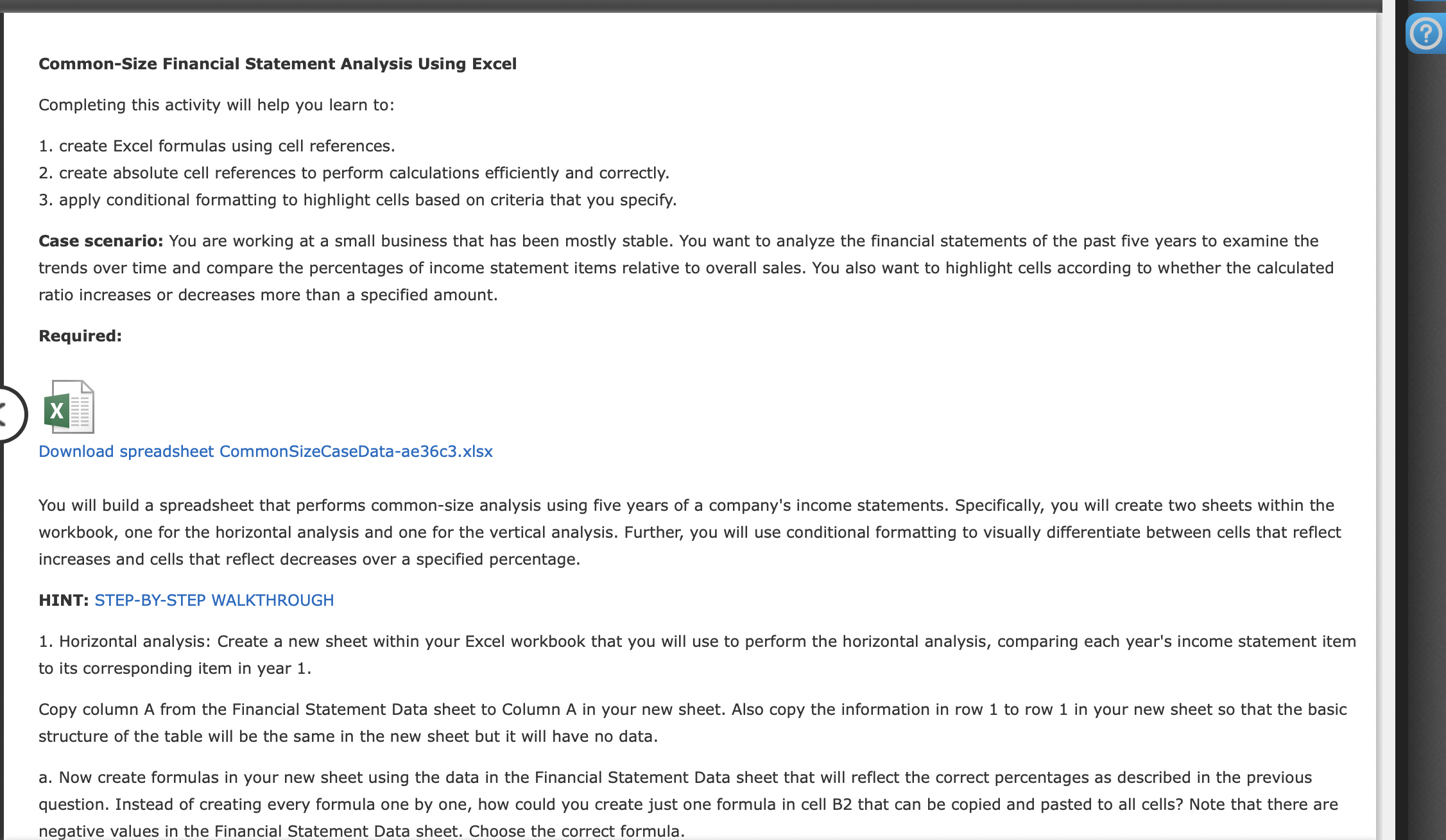Solved Common-Size Financial Statement Analysis Using | Chegg.com