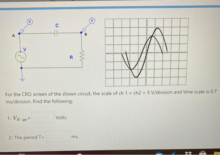 Solved th А R For the CRO screen of the shown circuit, the | Chegg.com