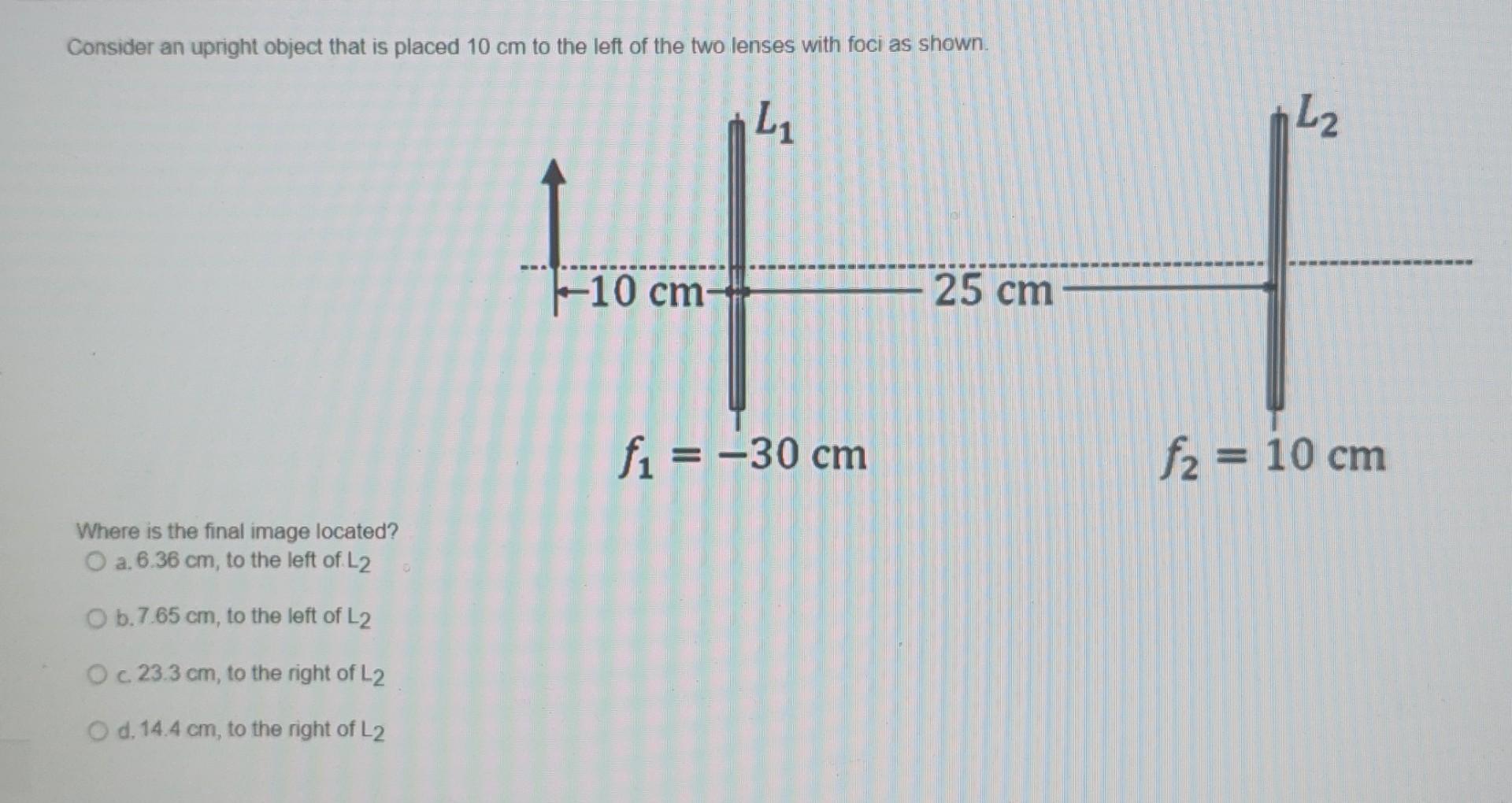 Solved Consider an upright object that is placed 10 cm to | Chegg.com