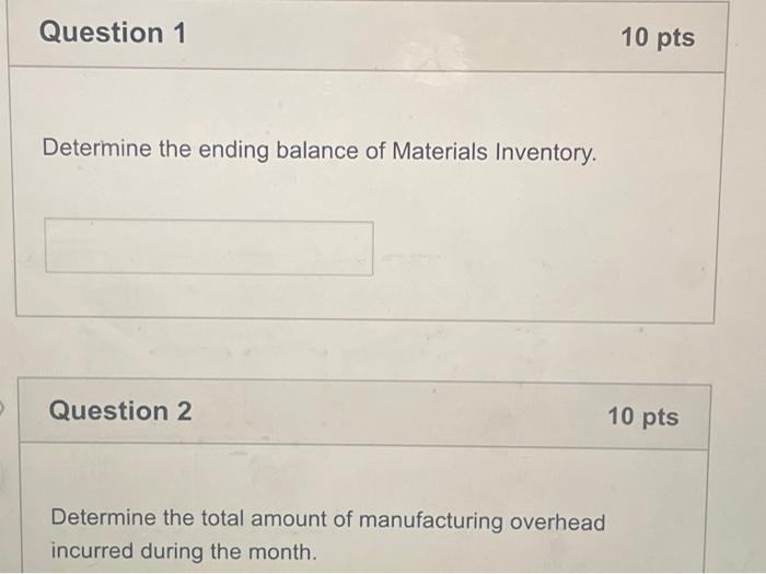 Solved Determine the ending balance of Materials Inventory. | Chegg.com