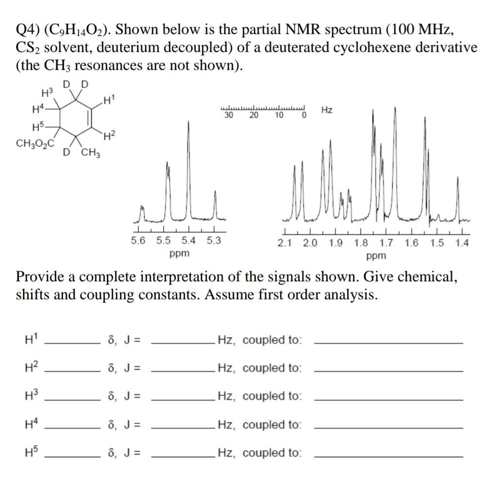 Solved Q4) (C9H1402). Shown below is the partial NMR | Chegg.com