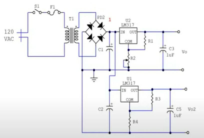 Solved Draw the schematic in Multisim Live of a power supply | Chegg.com