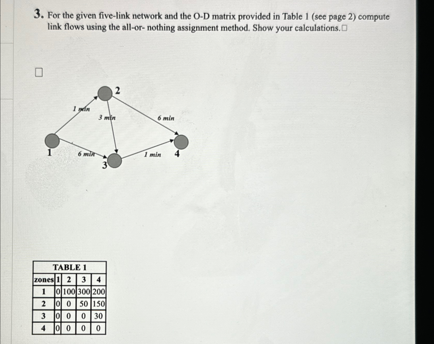 For the given five-link network and the O-D matrix | Chegg.com