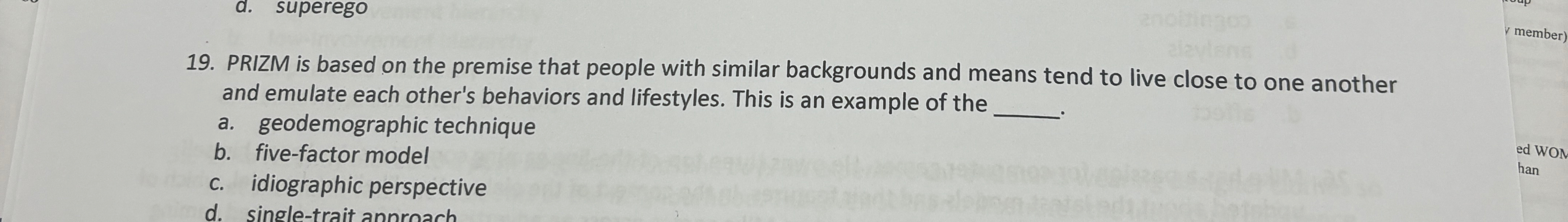Solved PRIZM is based on the premise that people with | Chegg.com