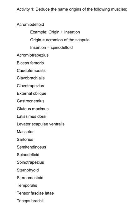 Solved Activity 1: Deduce the name origins of the following | Chegg.com