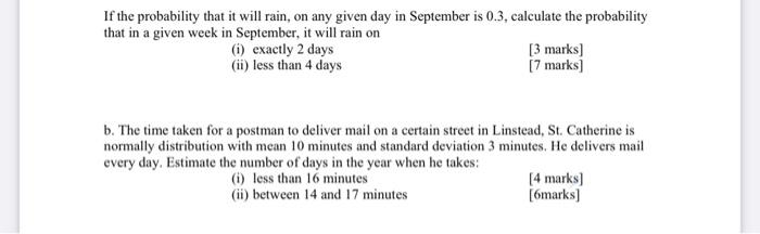 Solved If the probability that it will rain, on any given | Chegg.com