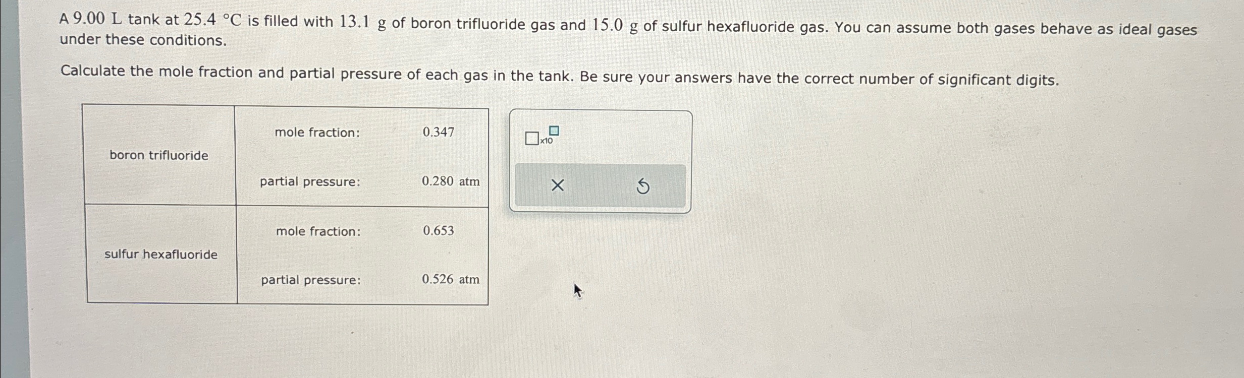 Solved A 9.00L ﻿tank at 25.4°C ﻿is filled with 13.1g ﻿of | Chegg.com