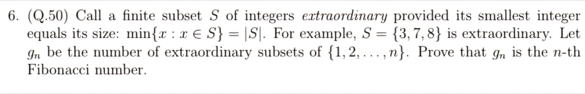 Solved (Q.50) ﻿Call a finite subset S ﻿of integers | Chegg.com