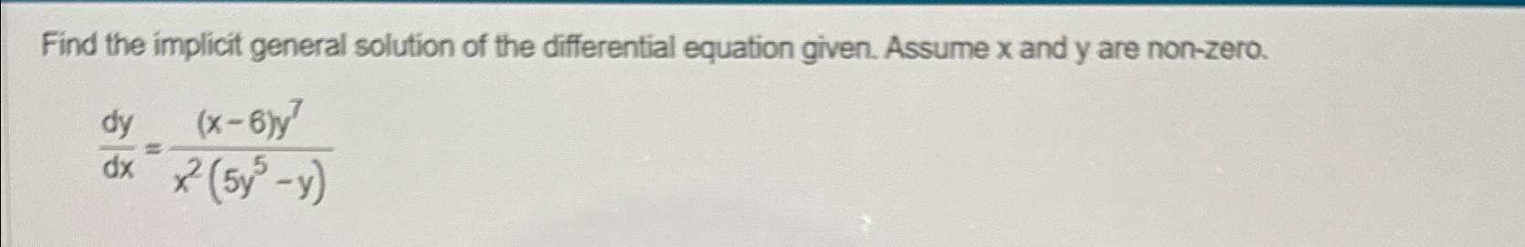 Solved Find the implicit general solution of the | Chegg.com