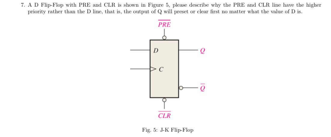 Solved A D Flip-Flop with PRE and CLR is shown in Figure 5, | Chegg.com