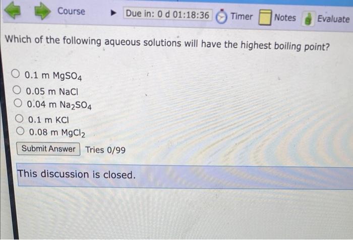 Solved Which of the following aqueous solutions will have | Chegg.com