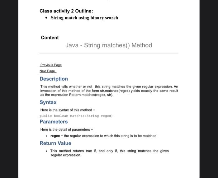 Solved Class activity 2 Outline: - String match using binary | Chegg.com