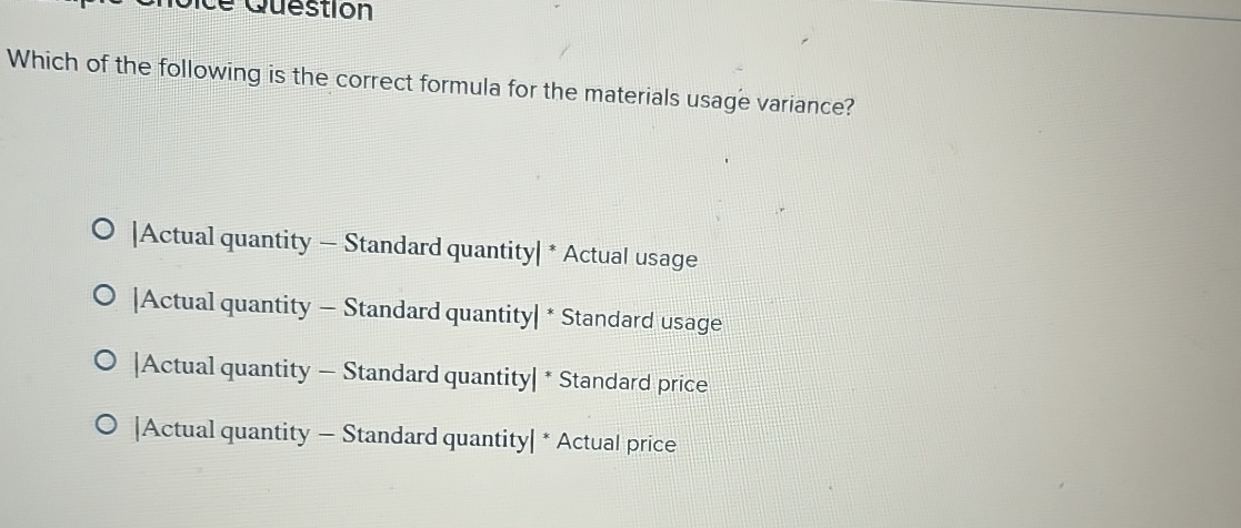 Solved Which of the following is the correct formula for the | Chegg.com