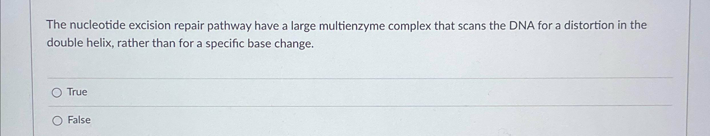 Solved The nucleotide excision repair pathway have a large | Chegg.com