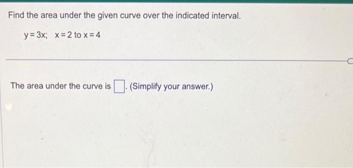Solved Find the area under the given curve. y=x+6; from x=0 | Chegg.com