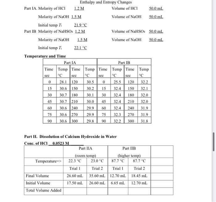 Solved B. Enthalpy of Neutralization of NaHSO4 The graph for | Chegg.com