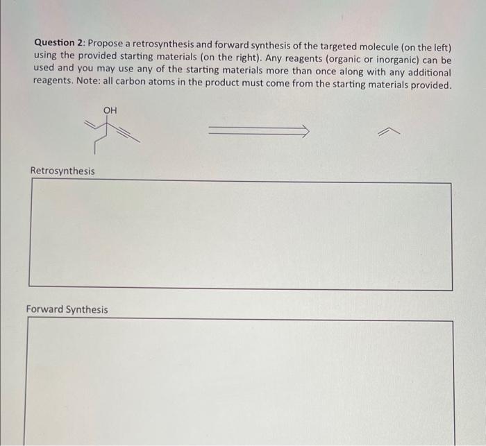 Solved Question 2: Propose a retrosynthesis and forward | Chegg.com
