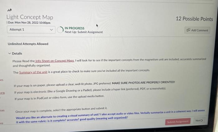 Solved I need concept map written on light and physics, it | Chegg.com