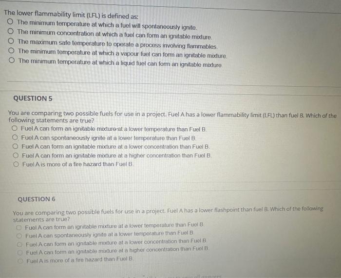 Solved The flashpoint temperature is defined as: The minimum | Chegg.com