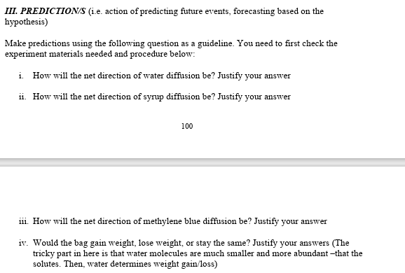 Solved III. PREDICTION/S (i.e. ﻿action of predicting future | Chegg.com