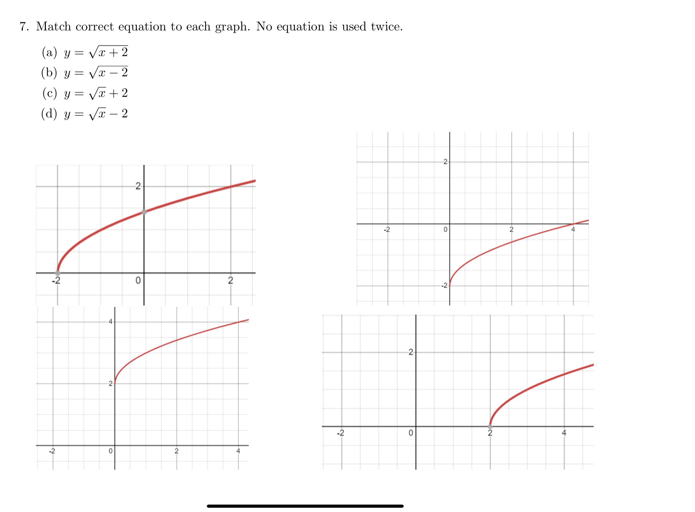 Solved Match correct equation to each graph. No equation is | Chegg.com Solved Match correct equation to each graph. No equation is | Chegg.com