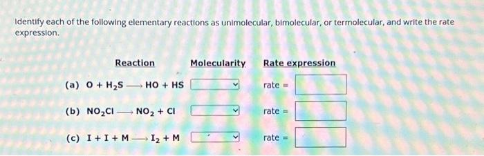 Solved Identify each of the following elementary reactions | Chegg.com