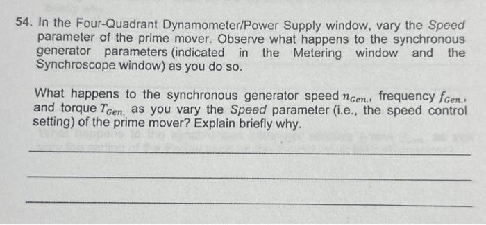 Solved 54. In the Four-Quadrant Dynamometer/Power Supply | Chegg.com