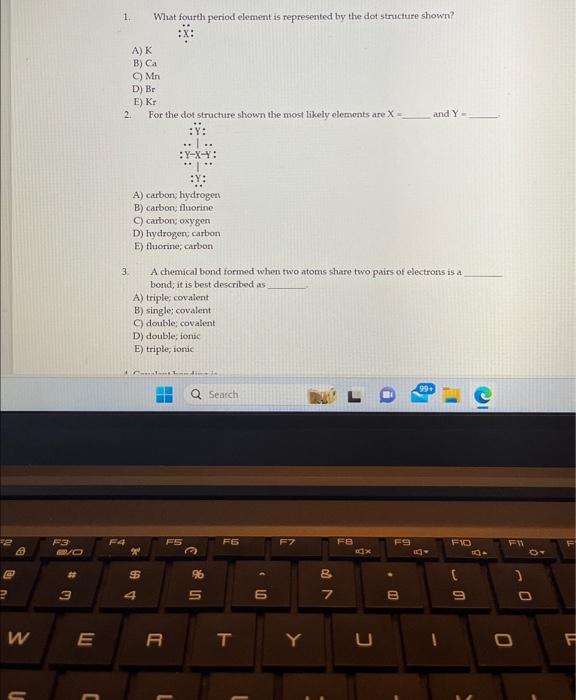 Solved 1. 3. What fourth period element is represented by | Chegg.com
