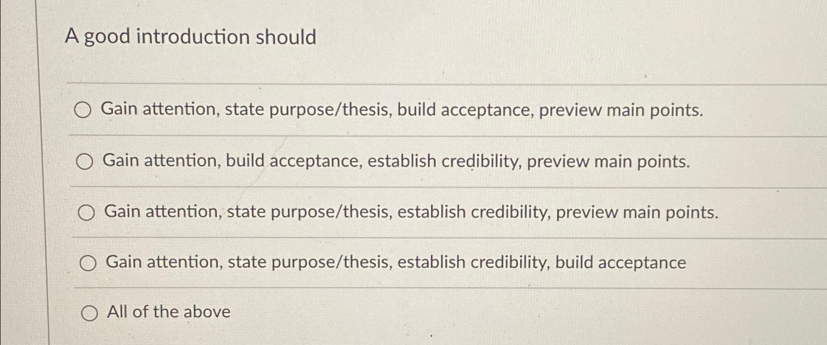Solved A good introduction shouldGain attention, state | Chegg.com