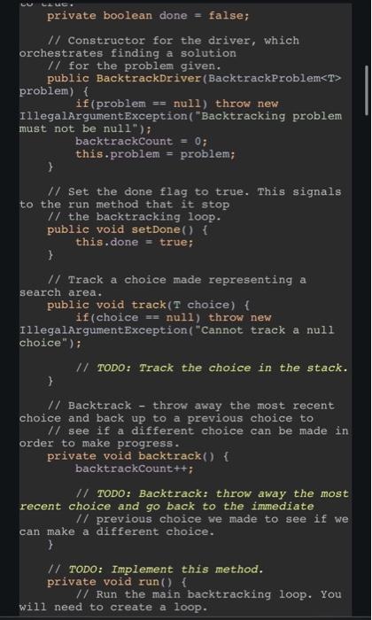 Solved If Run the main backtracking 1oop. You will need to | Chegg.com