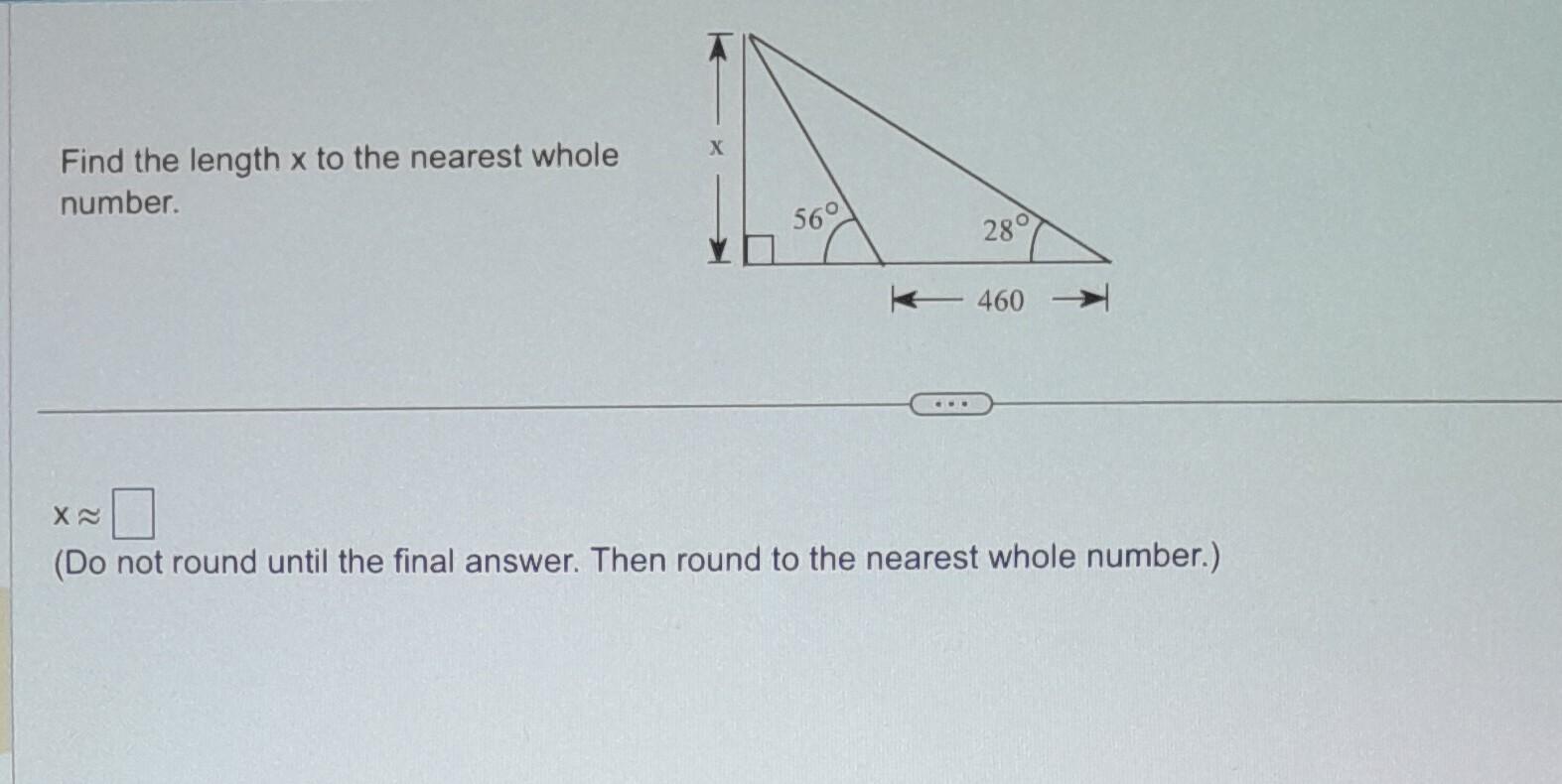 Solved Find The Length X To The Nearest Whole Number X Do Chegg