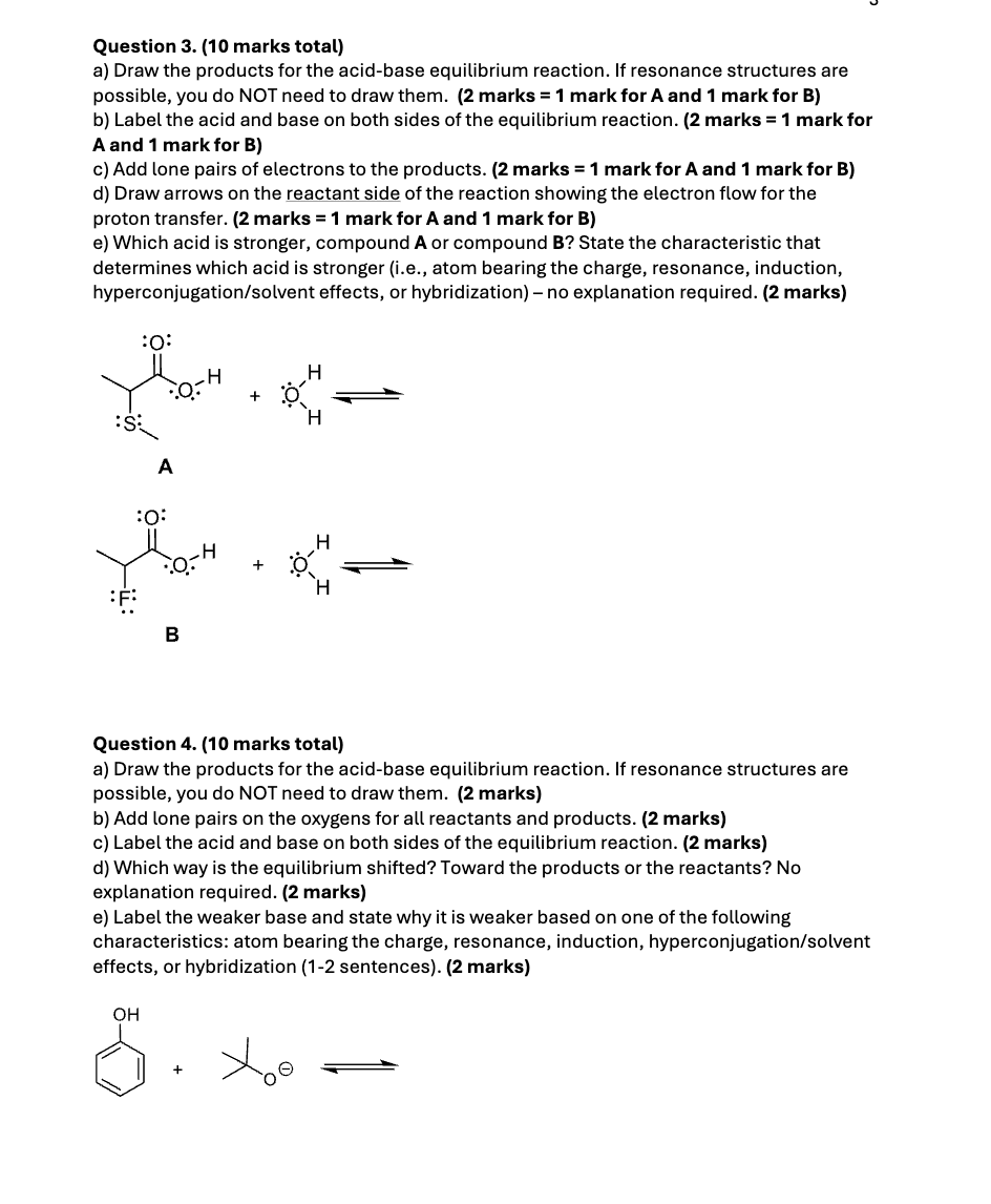 Solved Question 3. (10 ﻿marks total)a) ﻿Draw the products | Chegg.com