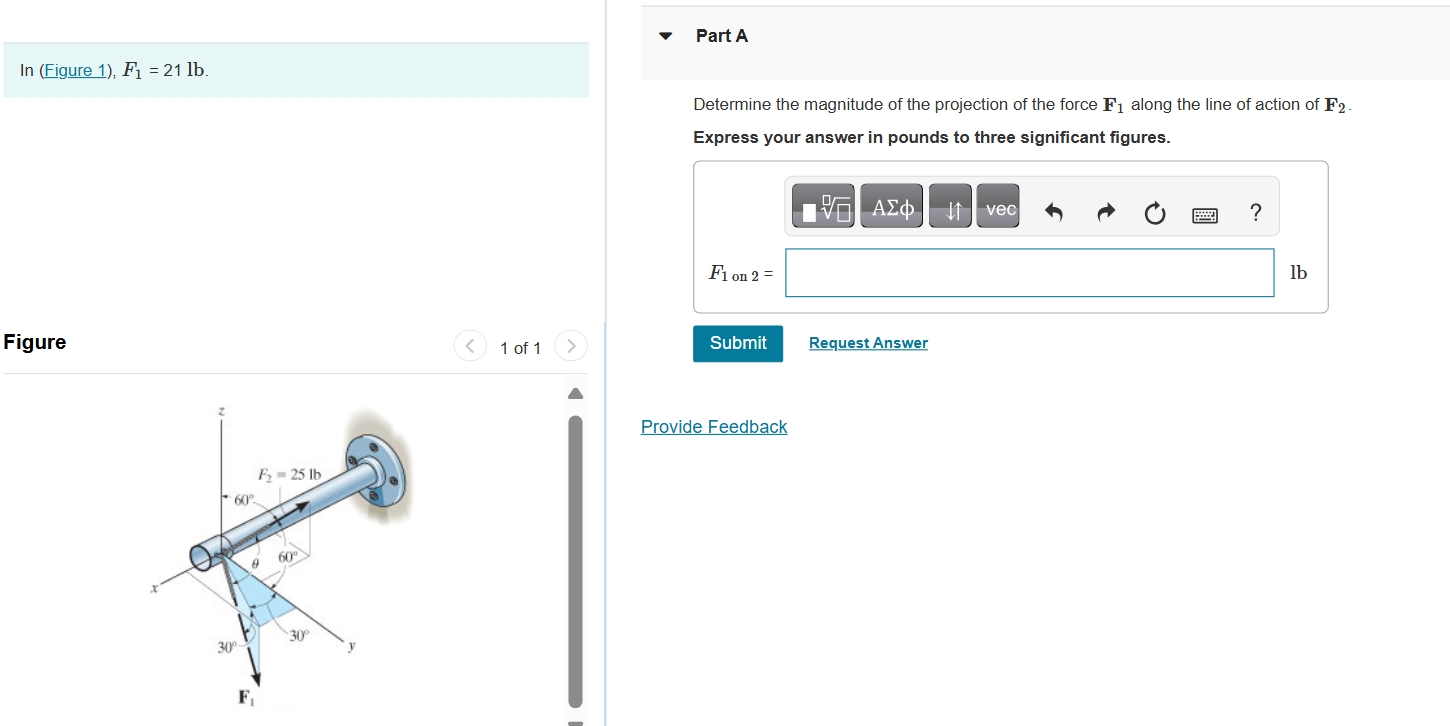 Solved In (Figure 1), F1=21lb.FigurePart ADetermine the | Chegg.com