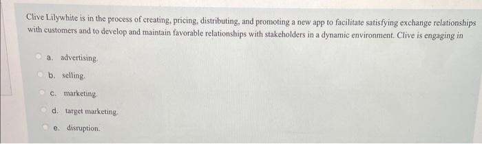 Solved Clive Lilywhite is in the process of creating, | Chegg.com