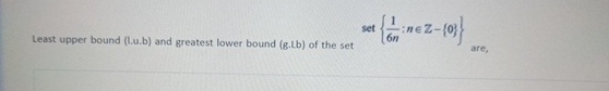 Solved Least upper bound (l.u.b) ﻿and greatest lower bound | Chegg.com