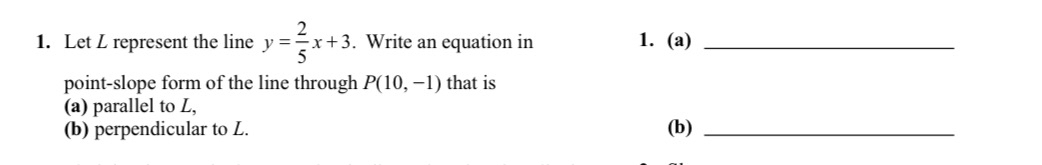 Solved Let L ﻿represent the line y=25x+3. ﻿Write an equation | Chegg.com